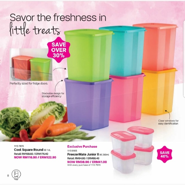 Tupperware Cool square round (6pcs) | Shopee Malaysia