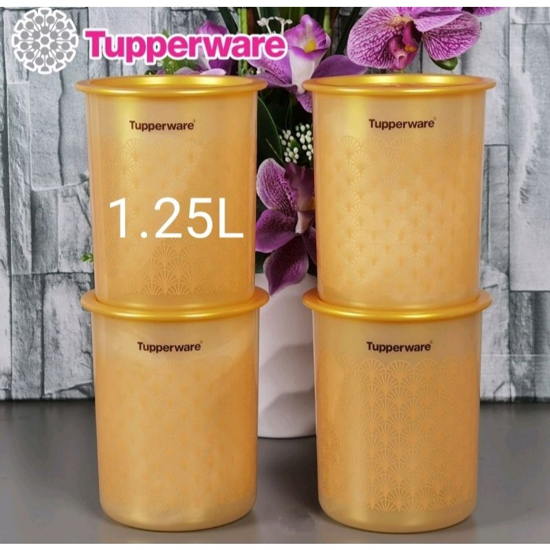 ( READY STOCK ) Tupperware One Touch golden 1.25L gold color 1pc/4pcs ...