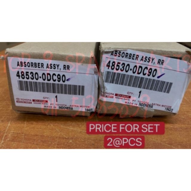 ORIGINAL TOYOTA VIOS NCP150 REAR ABSORBER L/R (2014-2019) (1SET 2@PCS ...