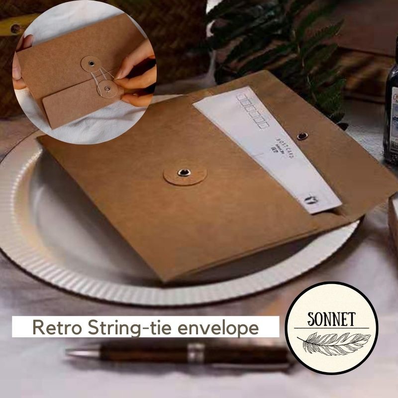 Classic Vintage Retro Brown Kraft Paper 11.5cm*17cm String-Tie Envelope ...
