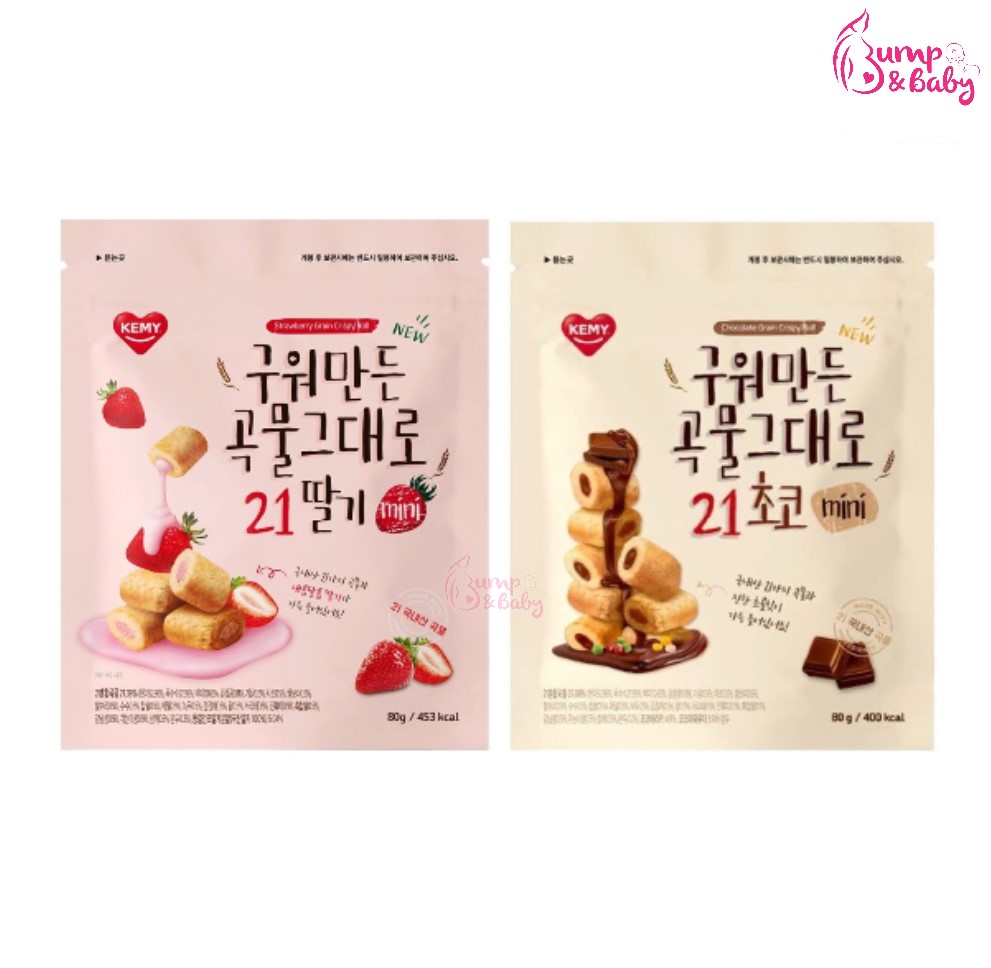 Kemy - Premium Baked Mini Grain Crispy Roll 21 (Chocolate / Strawberry ...