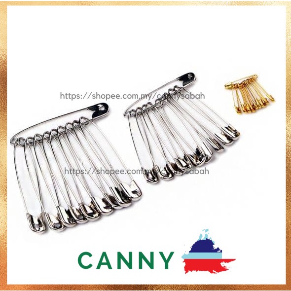 Safety Pin Size / Pin Keselamatan Warna silver @ Gold Multiple Size ...