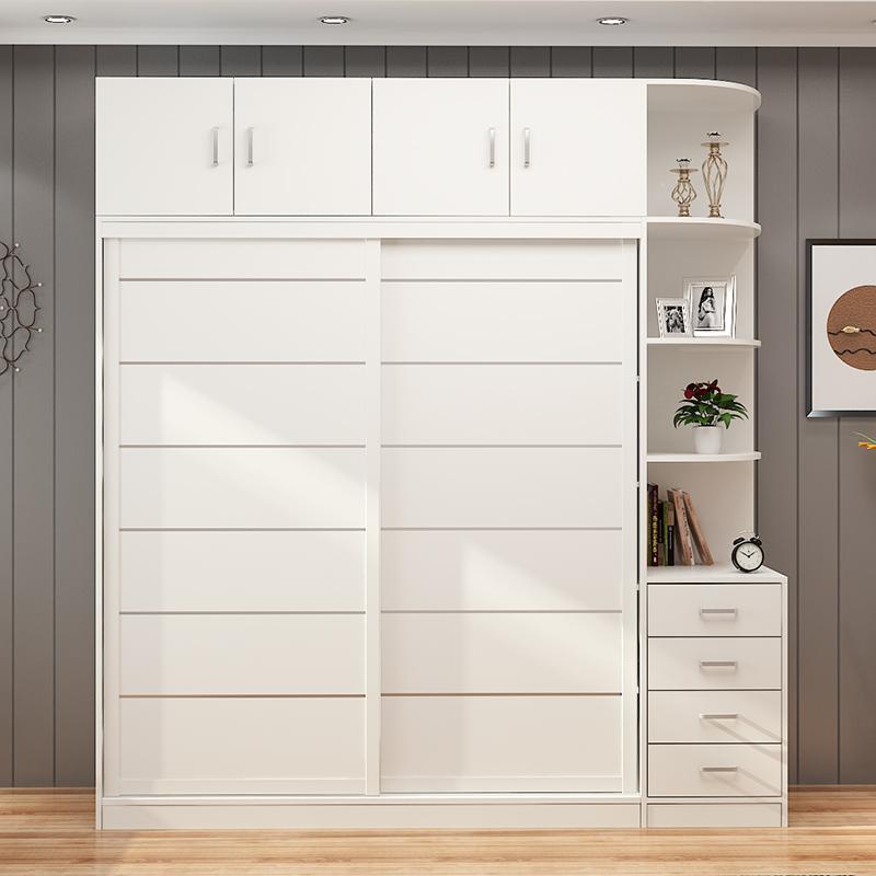 Wardrobe Sliding Door Modern Simple Economical Solid Wood Panel Bedroom ...