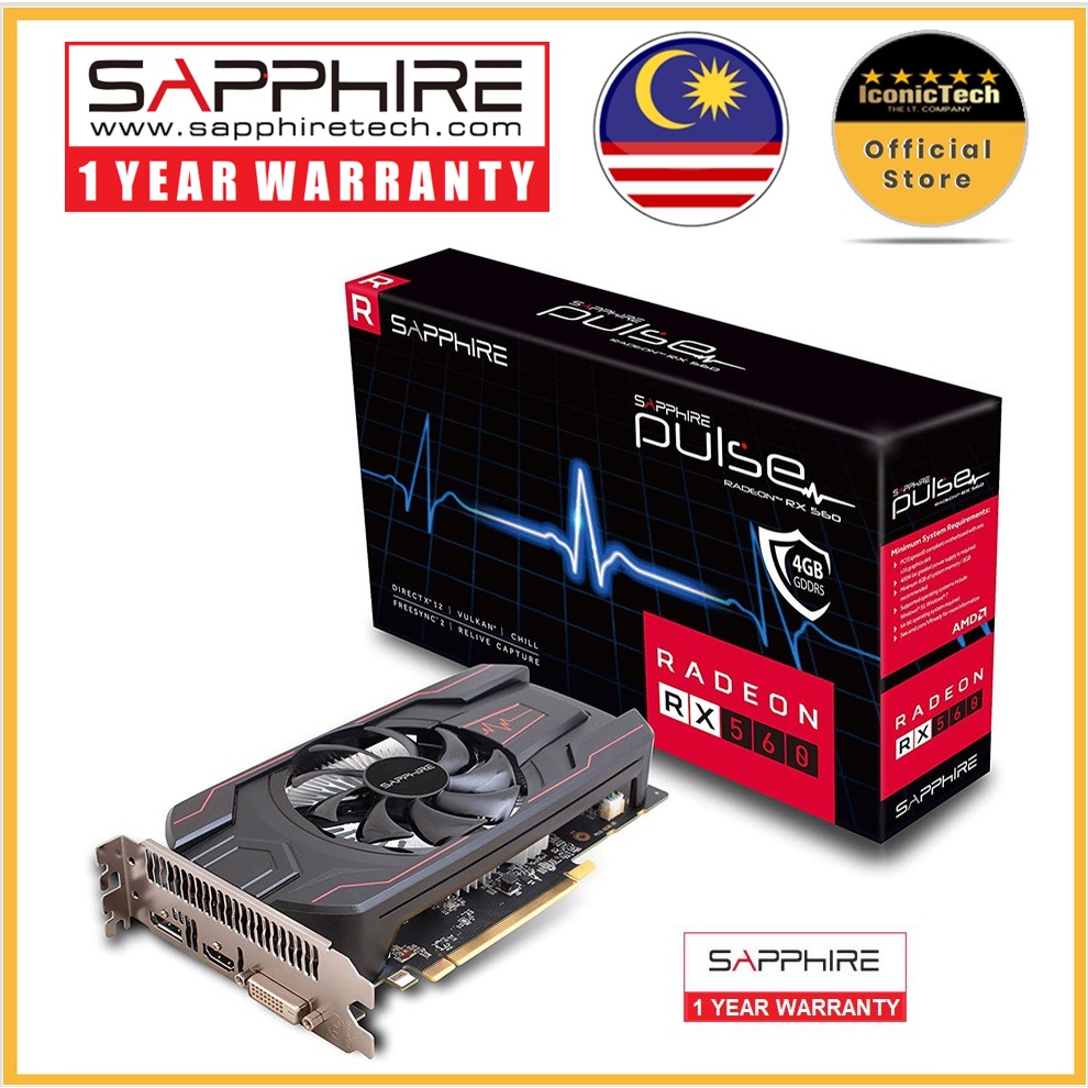 SAPPHIRE PULSE Radeon RX 560 4GB GDDR5 PCIe Graphics Card (RX560 @ Demo ...