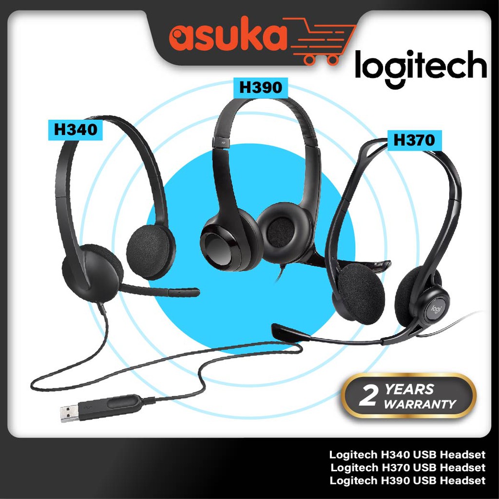 Logitech H340 USB Headset - Black 981-000477 / Logitech H370 USB Wired ...