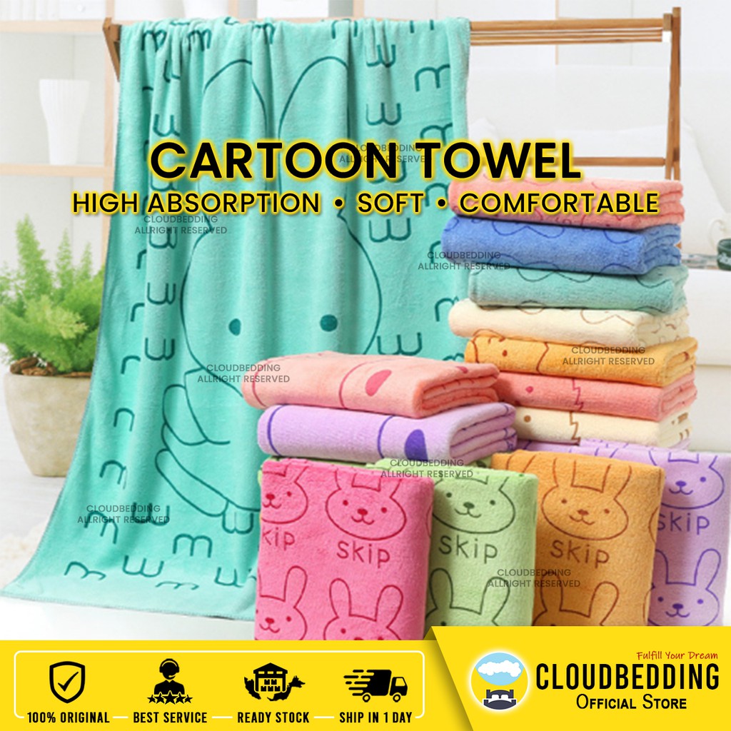 Ready Stock 70x140cm Cartoon High Quality Microfiber Absorbent Bath ...