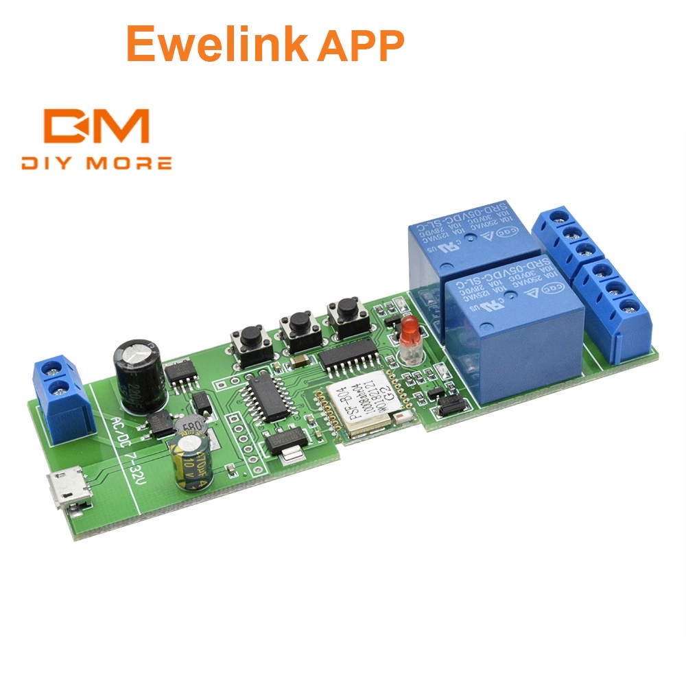 DIYMORE eWeLink 2 Channel WiFi Relay Module Smart Home APP Remote ...