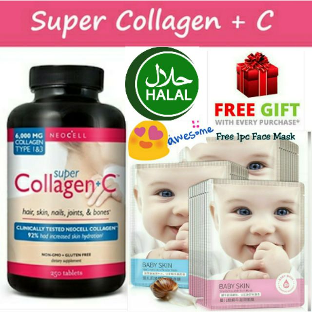 Neocell (Halal) Super Collagen +C (250 & 360 Tabs & Sample pack ...