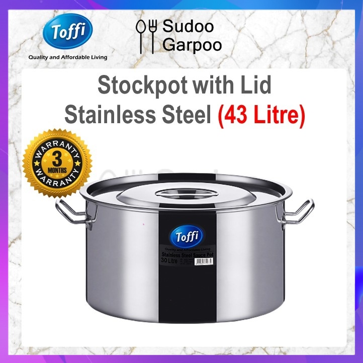 TOFFI~ 43 Litre- Stockpot with Lid Stainless Steel/ Periuk Dengan ...