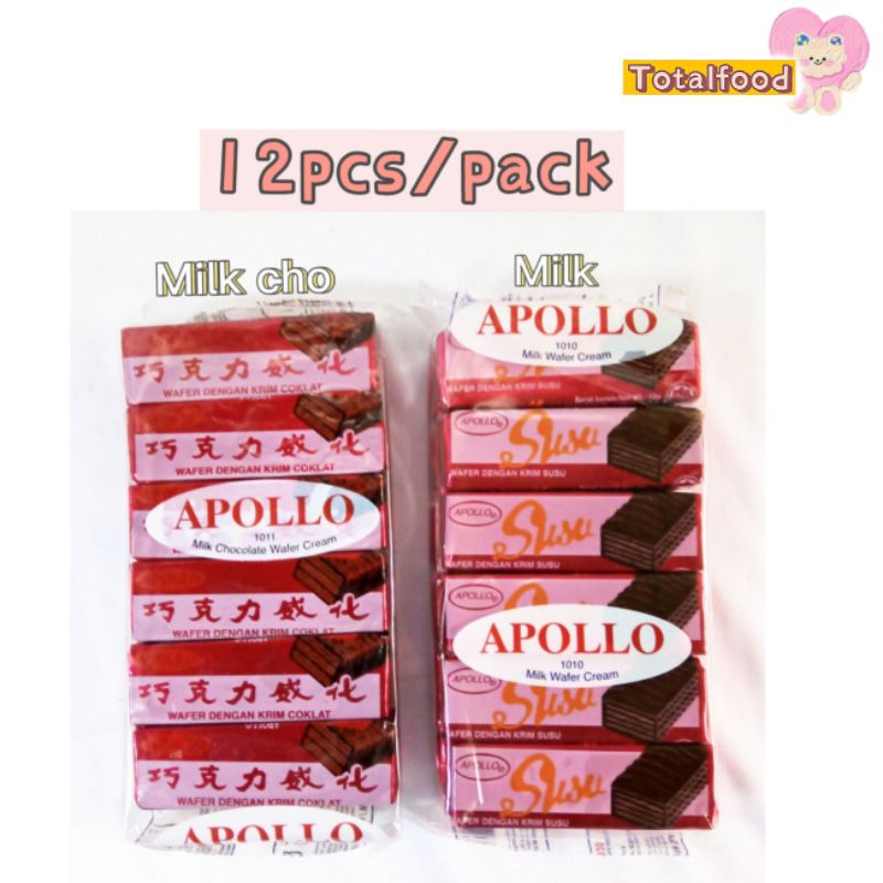 12pcs x 12g Apollo Cream Wafer (Chocolate Milk/ Milk) | Shopee Malaysia