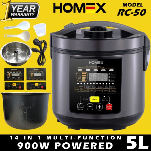 HOMEX 5L Healthy Rice Cooker RC-50 (14-In-1 Multi Functional Electric ...