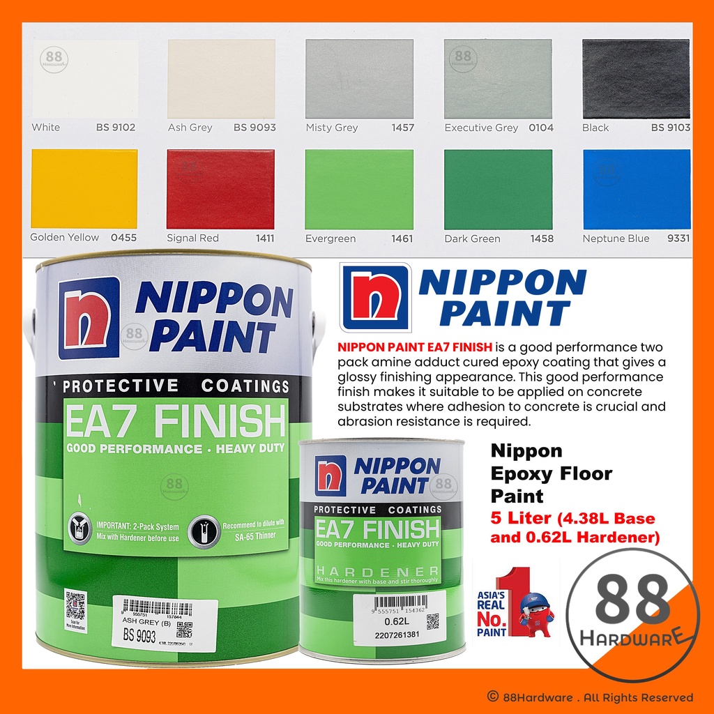 5L Nippon EA7 epoxy floor paint epoxy paint cat lantai rumah epoxy cat ...