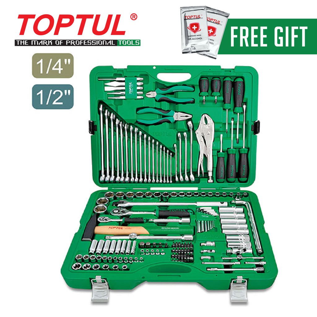 TOPTUL 150PCS 1/4" & 1/2" DR. Tool Kit (GCAI150R / GCAI150R1) | Shopee ...