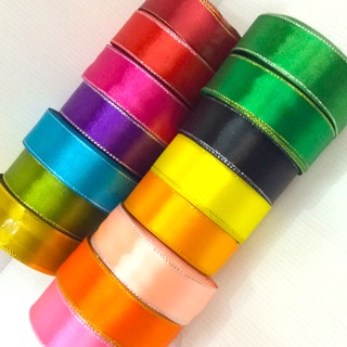 #RB2030 (Roll) 1” Reben Satin Bertepi 25mm Gold/Silver Edge Satin ...