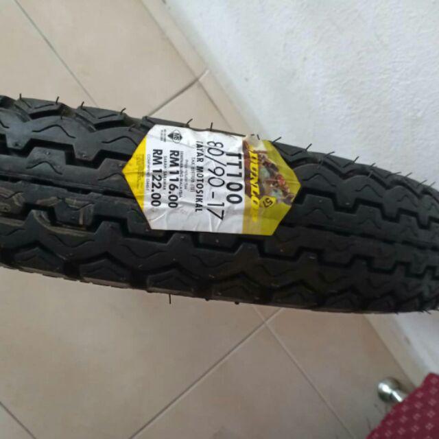 TAYAR DUNLOP TT100 80/90-17 TUBELESS TYRE | Shopee Malaysia