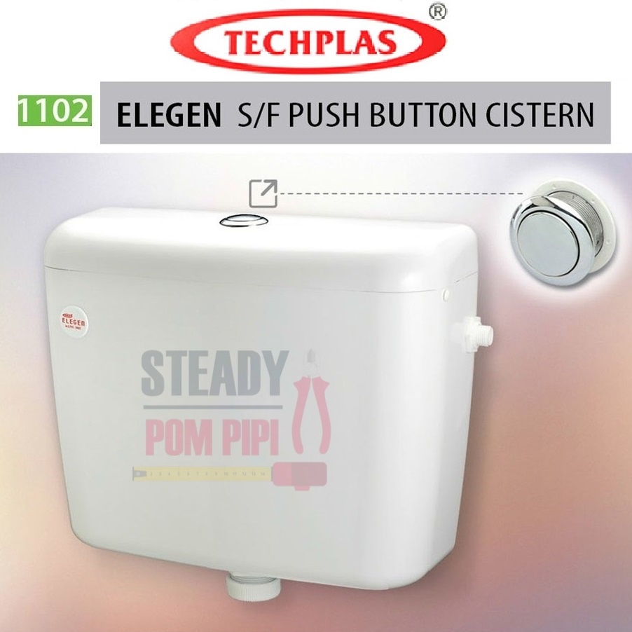 1102-LL (9 LITRE) TECHPLAS / VINYL ELEGEN SINGLE FLUSH PUSH BUTTON ...