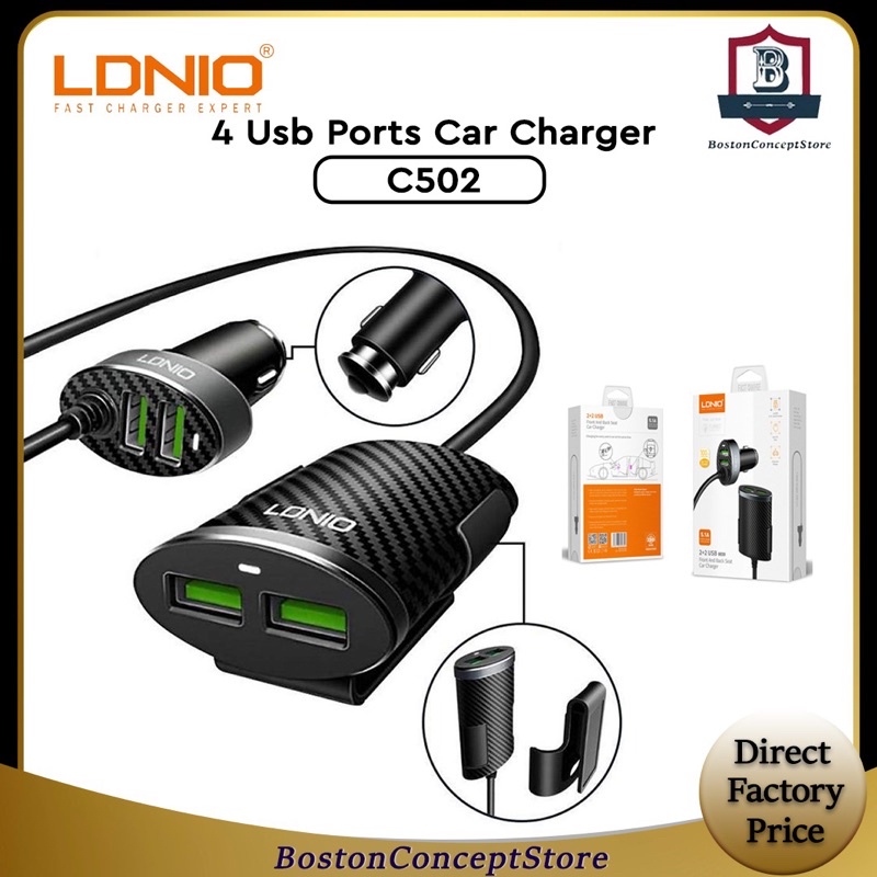 BOSTON Ldnio C502 Fast Charge 5.1a 4 Usb Ports Car Charger with ...