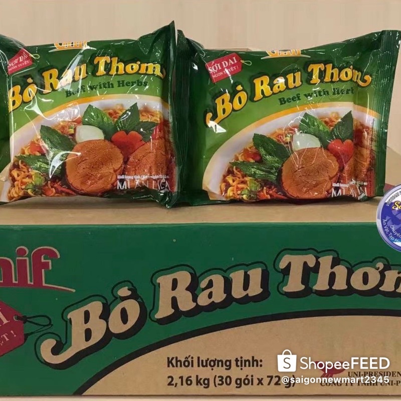 Mi Bo Rau Thom - Unif Beef Flavour Instant Noodle 1Box (30 x 72g ...