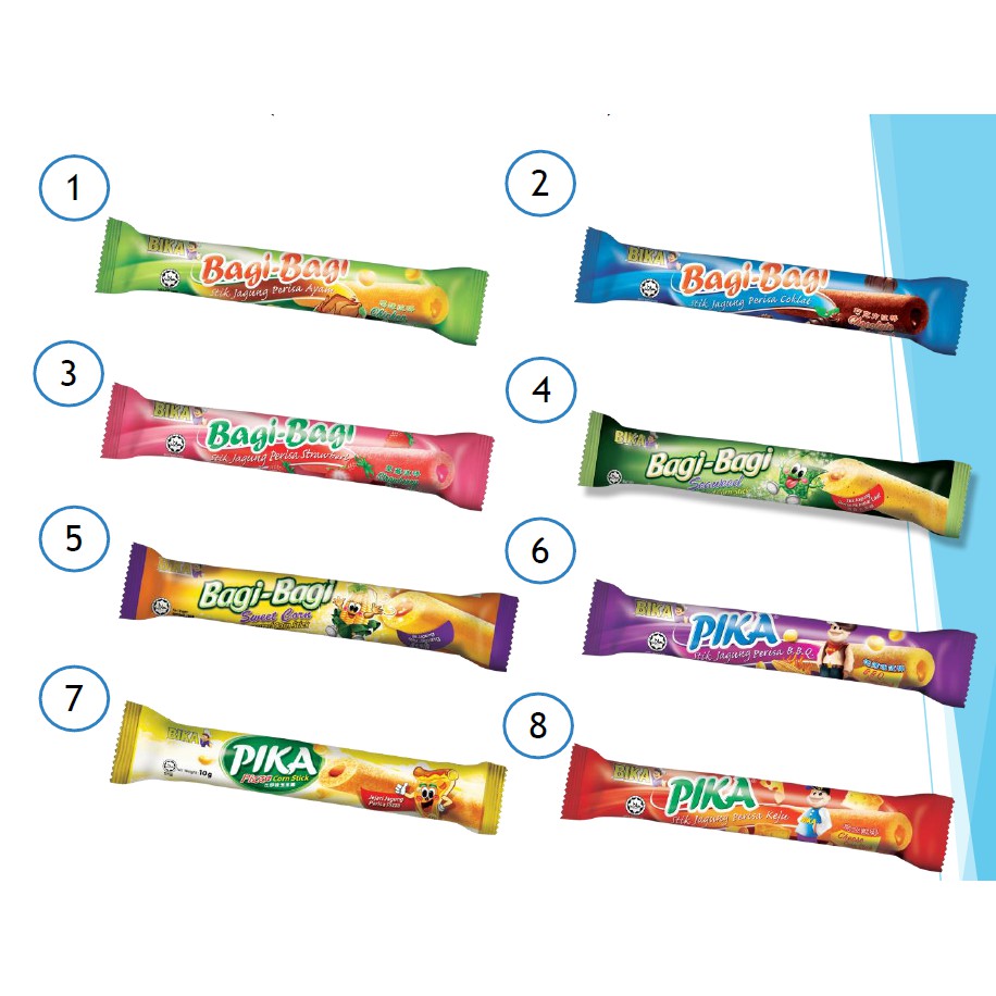 [HALAL] Bika Pika Bagi-Bagi Assorted Corn Snack 11gm x 40 pieces ...