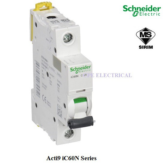 Schneider Acti9 iC60N - 1 Pole MCB Miniature Circuit Breaker 6A 10A 16A 20A 32A - C Curve ...
