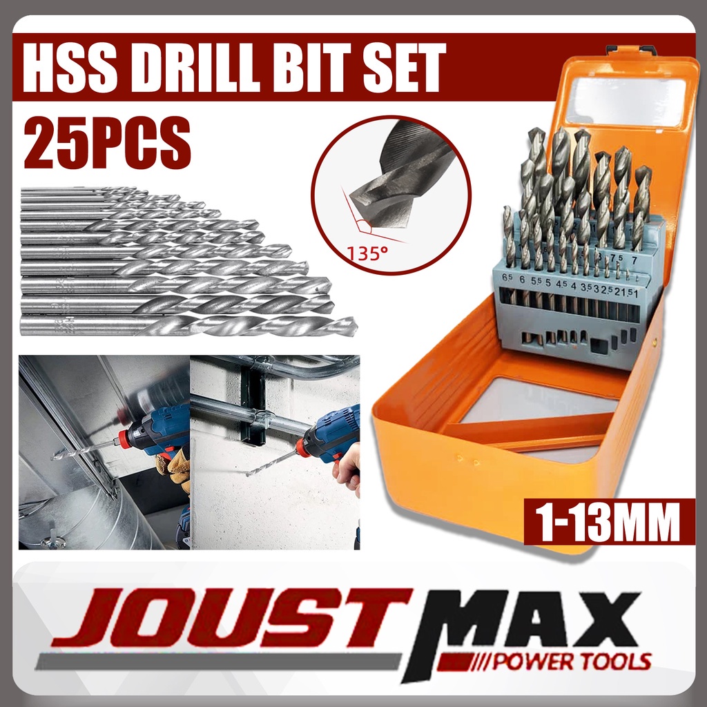 25PCS HSS Twist Drill Bit Set Chrome For Metal & Wood Cobalt Steel Woodworking Drill (1.0mm - 13 ...