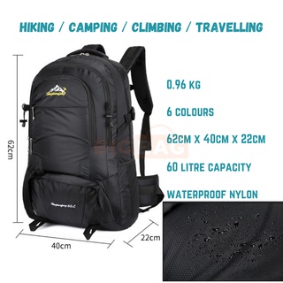 60L Premium Travel Bagpack Waterproof Backpack Hiking Bag Pack Travel ...