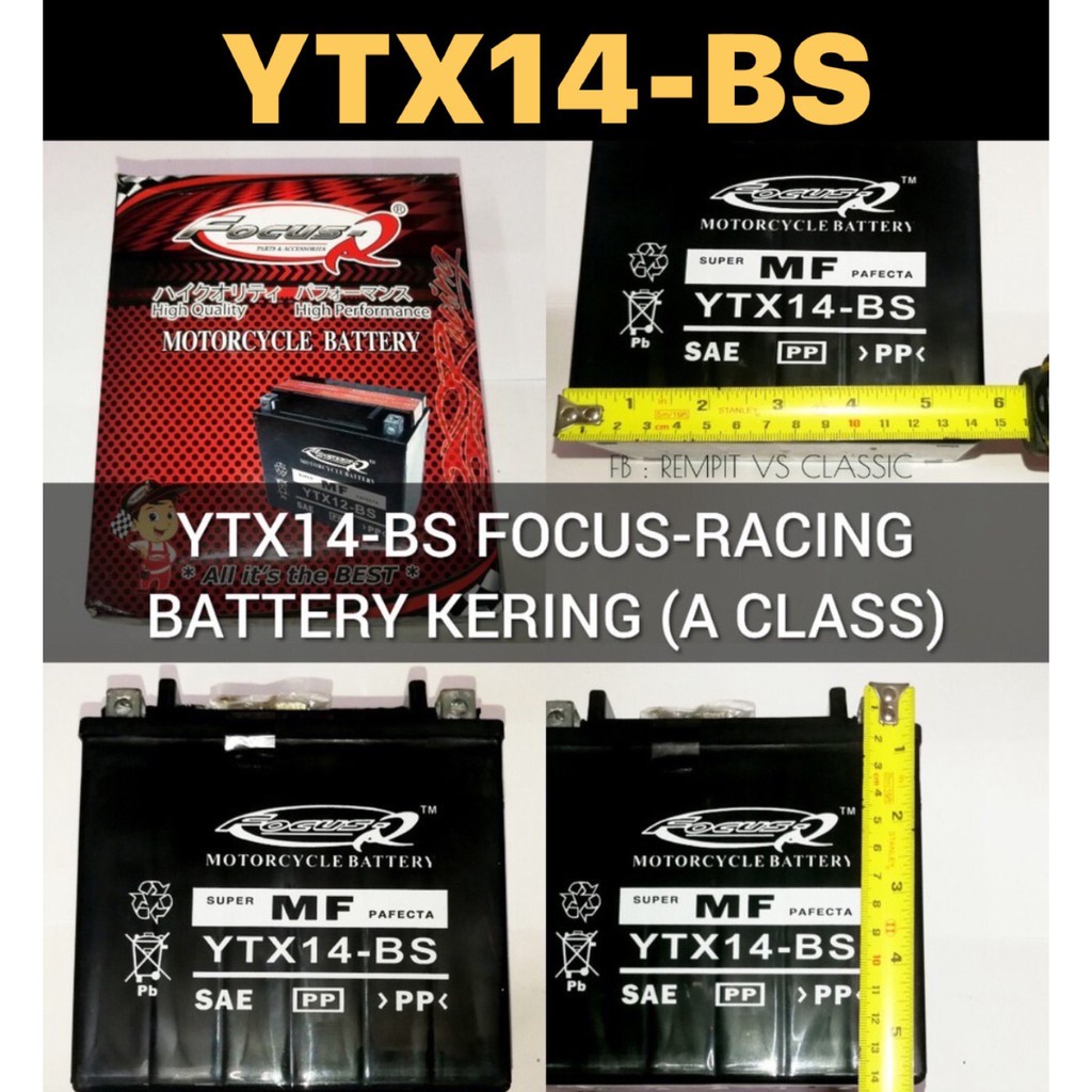 YTX14-BS FOCUS-RACING BATTERY // Ytx14-Bs Battery Kering CBR1100 SHADOW ...