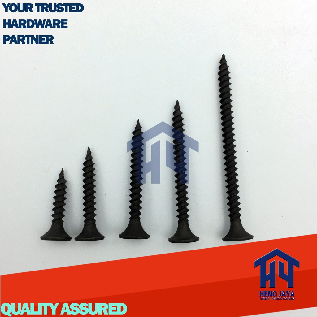 6# BLACK DRYWALL SCREW/ SKRU HITAM KAYU TAJAM | Shopee Malaysia