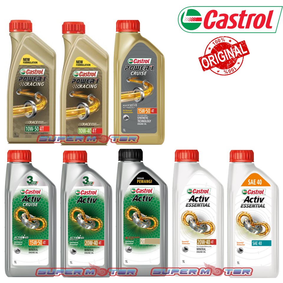 100% ORIGINAL CASTROL POWER1/ ACTIV CRUISE/ GO 4T 20W40 / ACTIV ...