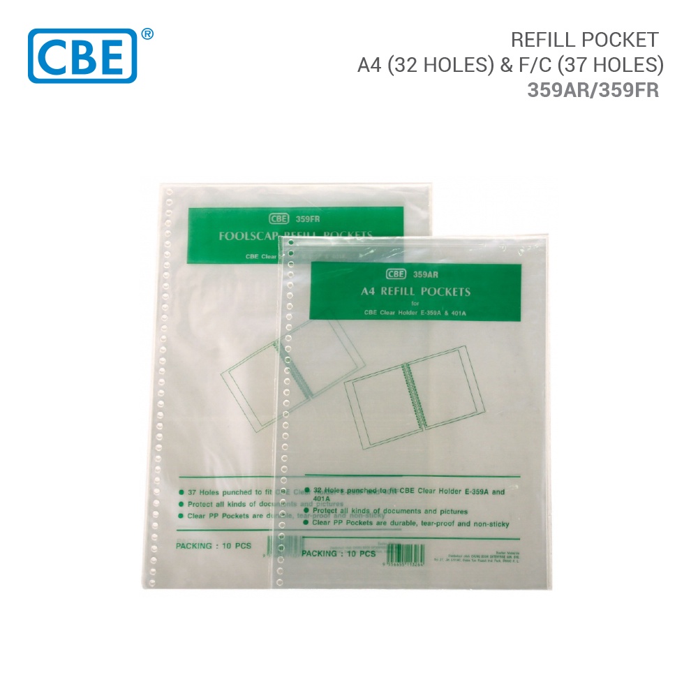 CBE Refill Pocket A4 (32 Holes) & F/C (37 Holes) - 359AR/359FR | Shopee ...