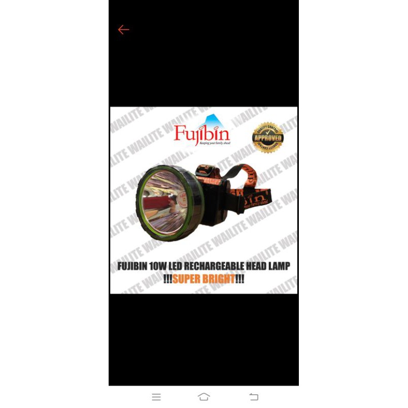 (ORIGINAL)Fujibin LED rechargeable head lamp 10W (Warmlight) | Shopee ...