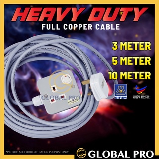 [3M/ 5M /10M] 1WAY x 13amp Metal Clad Heavy Duty Portable Socket Extension Trailing Socket Metal ...