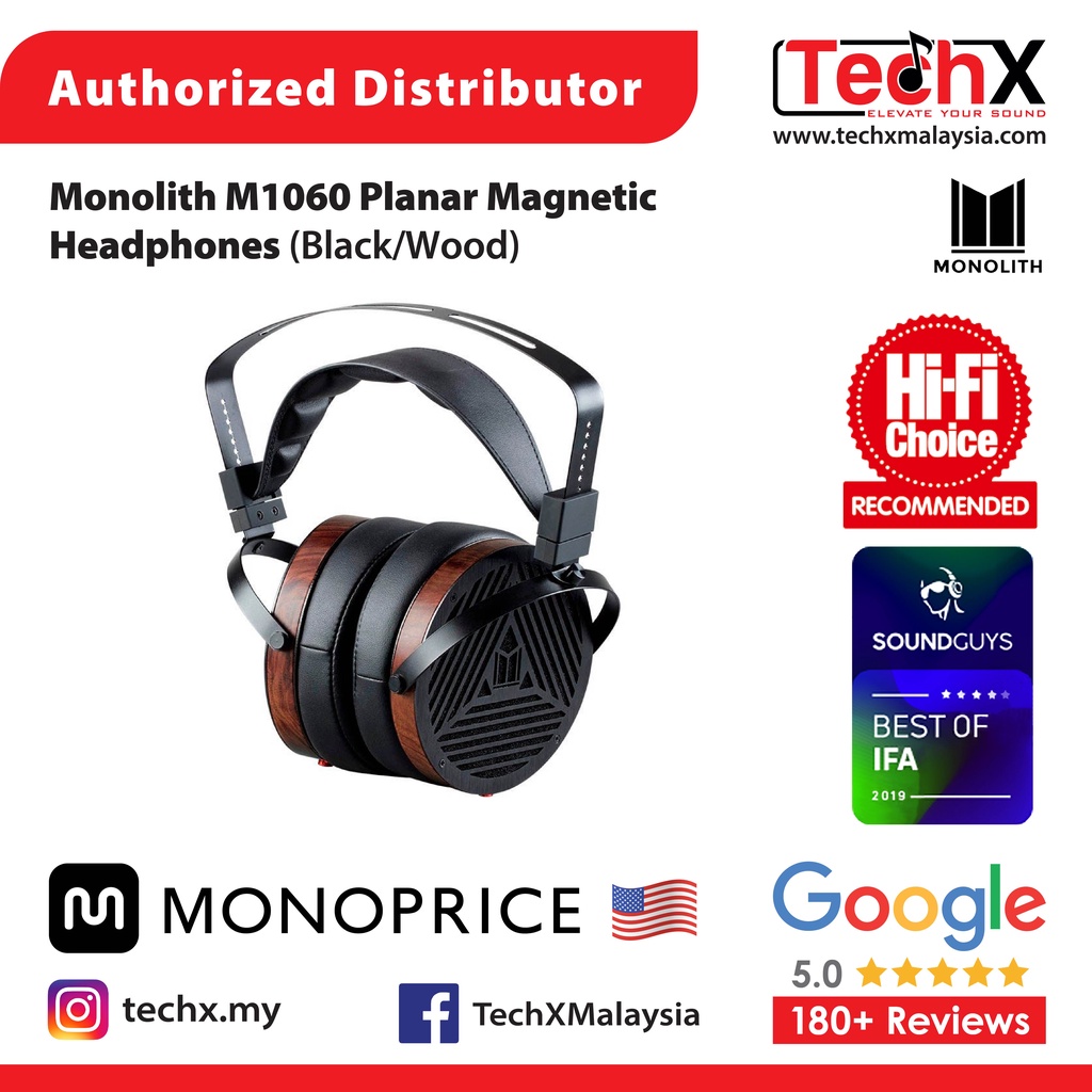Monolith M1060 Over Ear Planar Magnetic Headphones (Black/Wood ...
