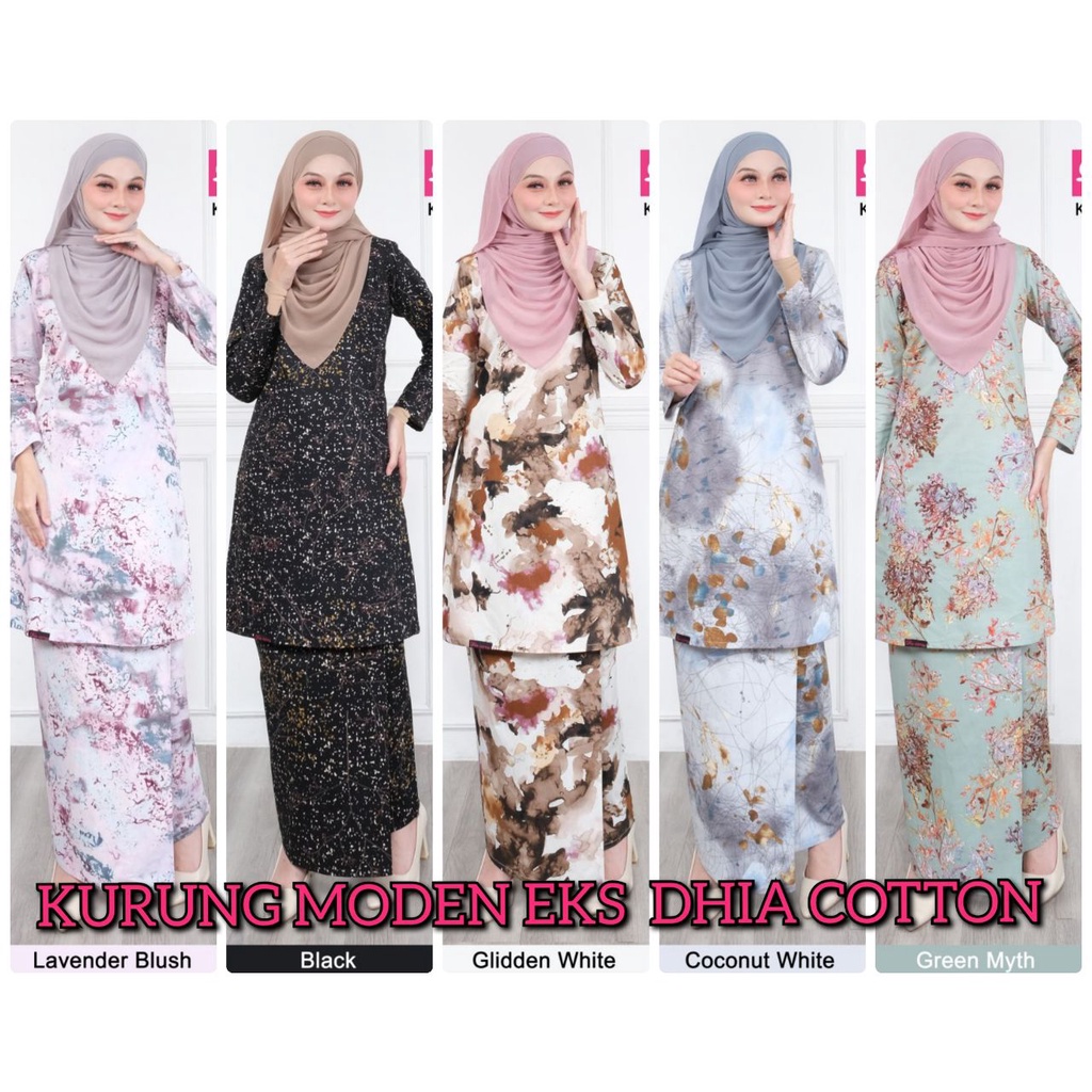 Baju Kurung Moden Eksklusif by Dhia Cotton Size XS hingga 4XL | Shopee ...