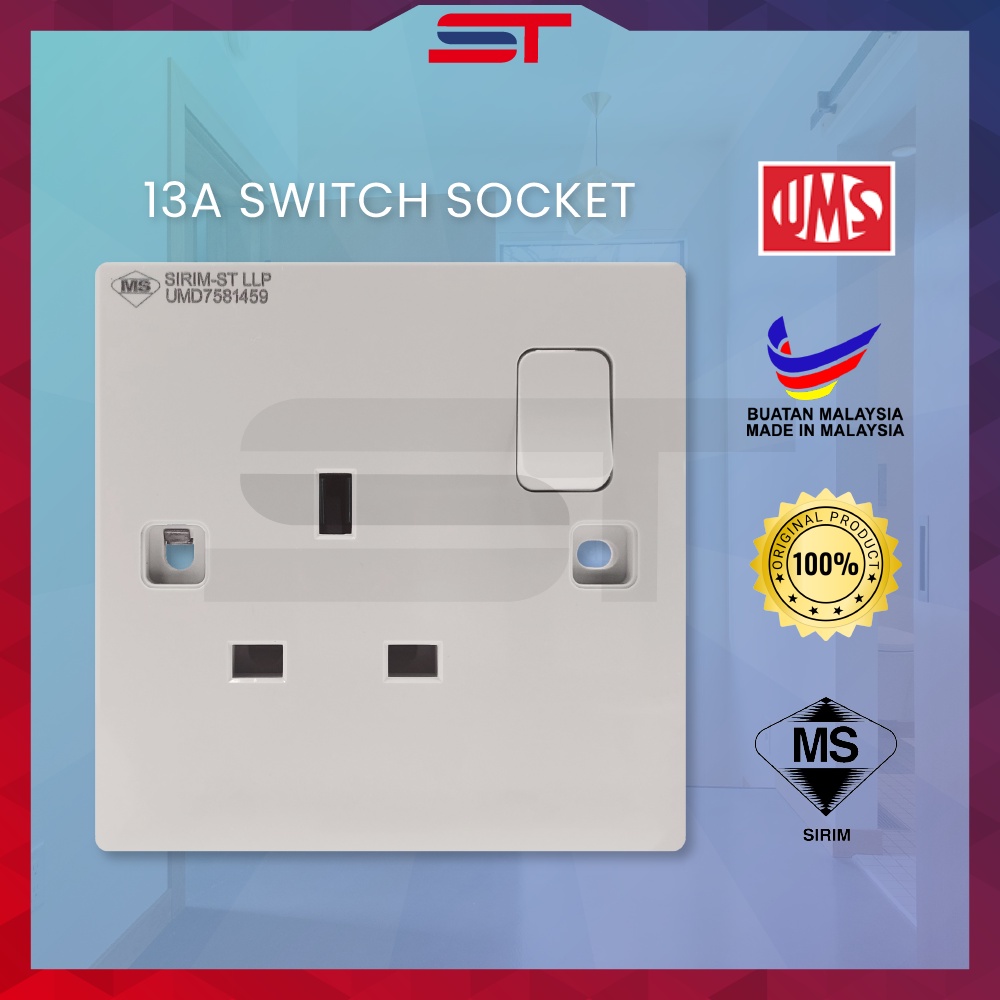 UMS 13A SWITCH SOCKET OUTLET / WALL SOCKET SWITCHES SIRIM APPROVED ...