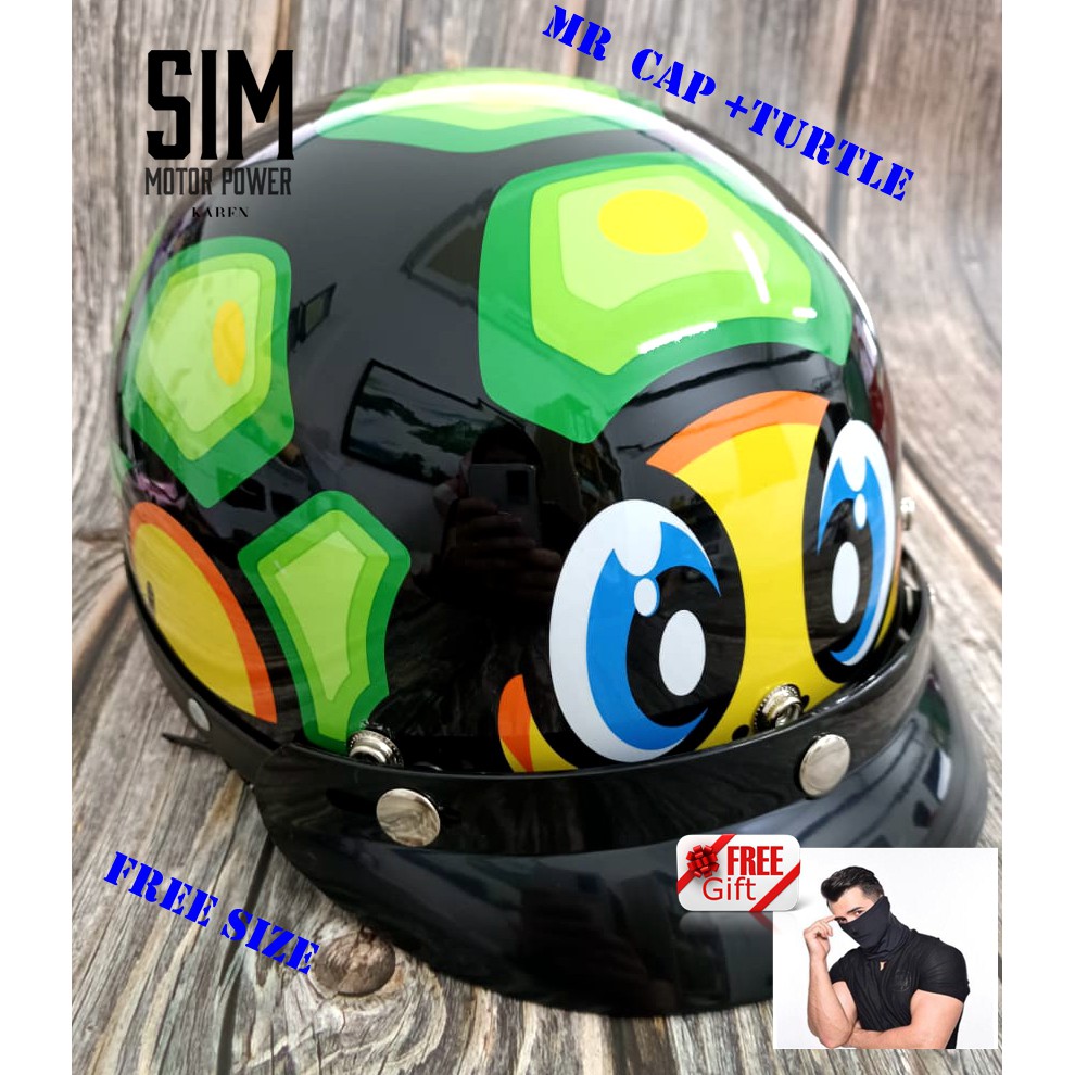 HELMET TURTLE 46 DESIGN TOPI Helmet Steng Separuh 1/2 Half Cut Helmet ...