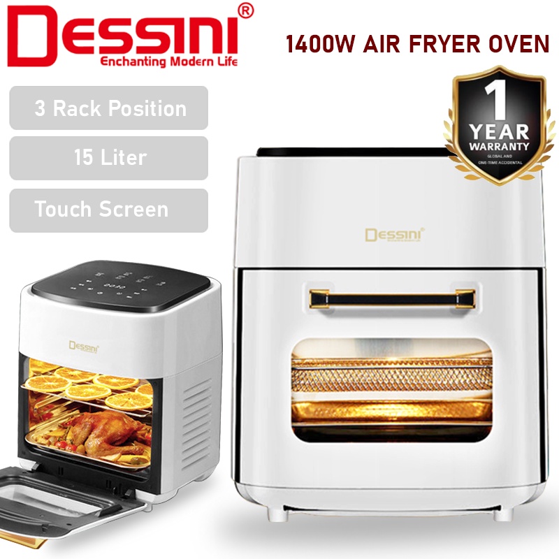 DESSINI ITALY AF-15 Electric Oven Convection Air Fryer Toaster Timer ...