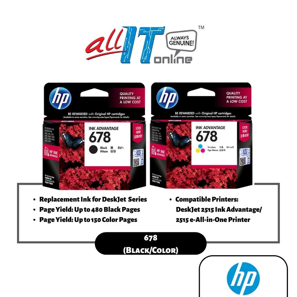 HP 678 Ink Cartridge (Black/Color) | Shopee Malaysia