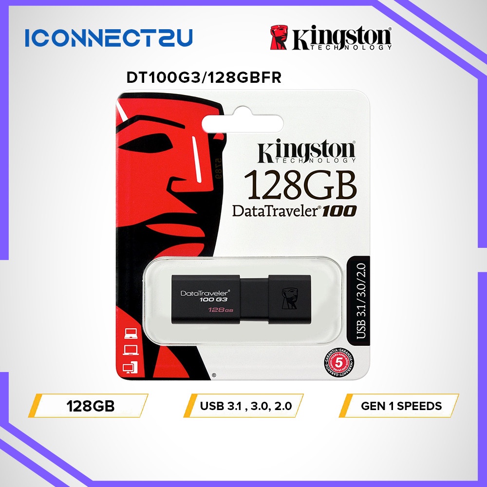 Kingston 128GB DT100G3 USB 3.0 (DT100G3/128GBFR) | Shopee Malaysia