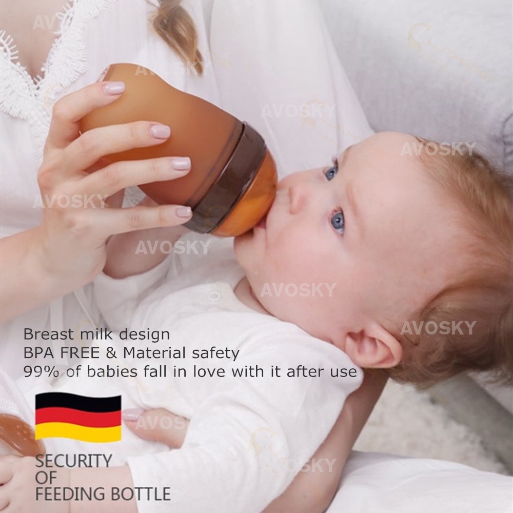 YOHESO PIKO BELLO Silicone Baby Nursing Milk Bottle Newborn Wide Neck ...