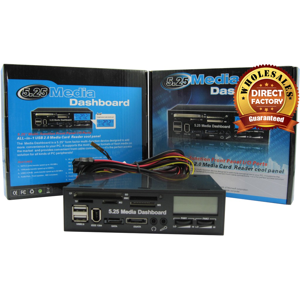 5.25" Multi Function Front Panel With Temperature LCD Screen for PC ...