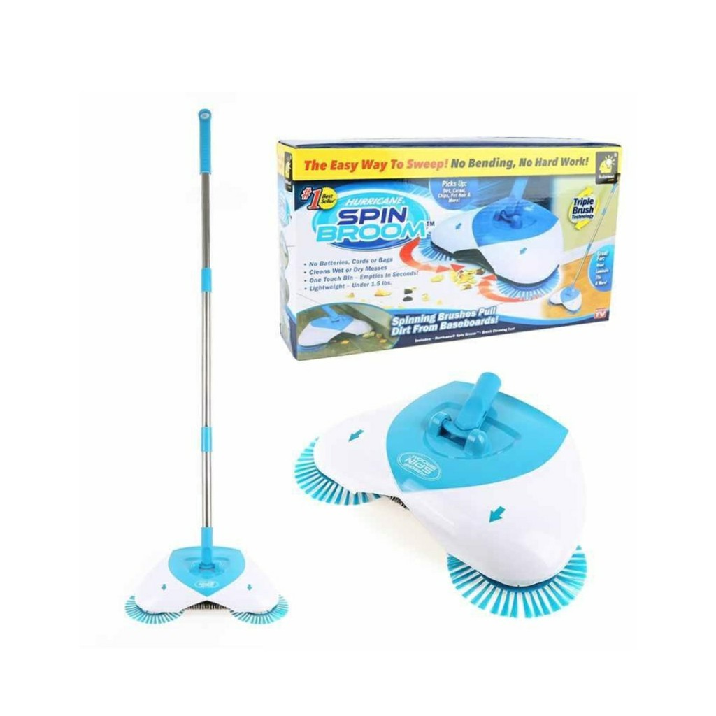 Spin Broom No Bending, Cordless, Lightweight, Triple Brush | Shopee ...