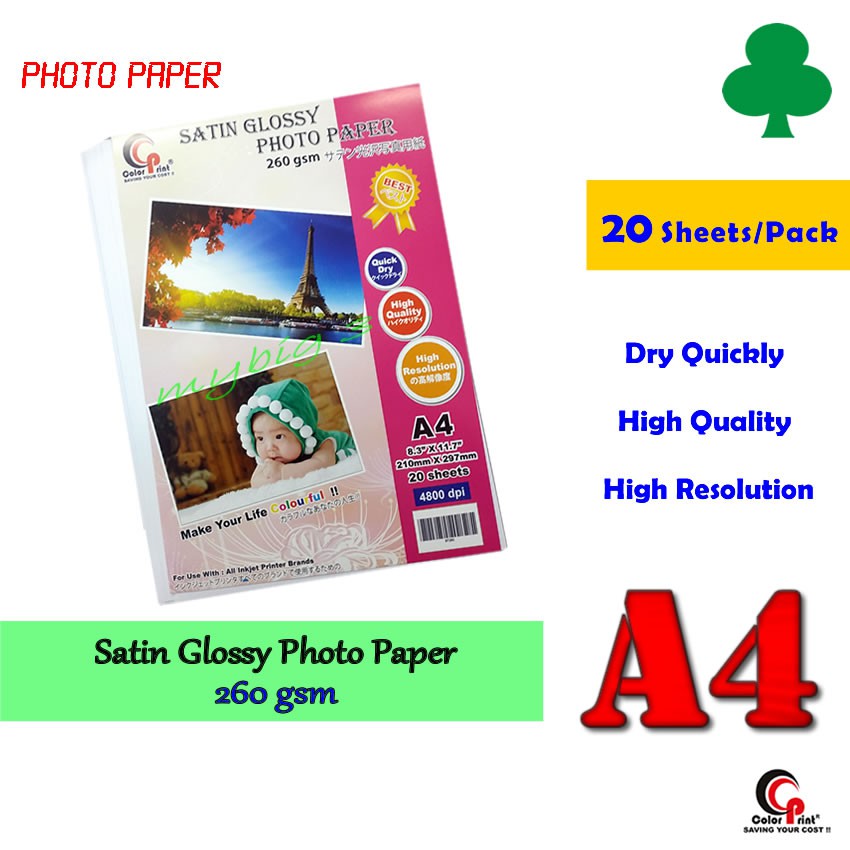 Satin Photo Paper A4 260gsm (20 sheets) | Shopee Malaysia