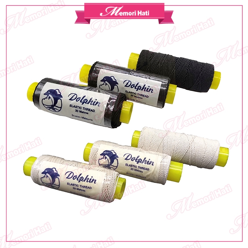 20m Dolphin Elastic Thread / Benang Getah / Black & White | Shopee Malaysia
