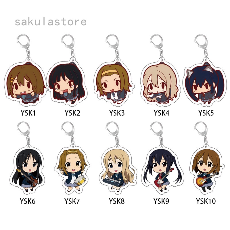 Anime K ON!! Keychain 10 Styles Double Sided Acrylic Cartoon Key Chain ...