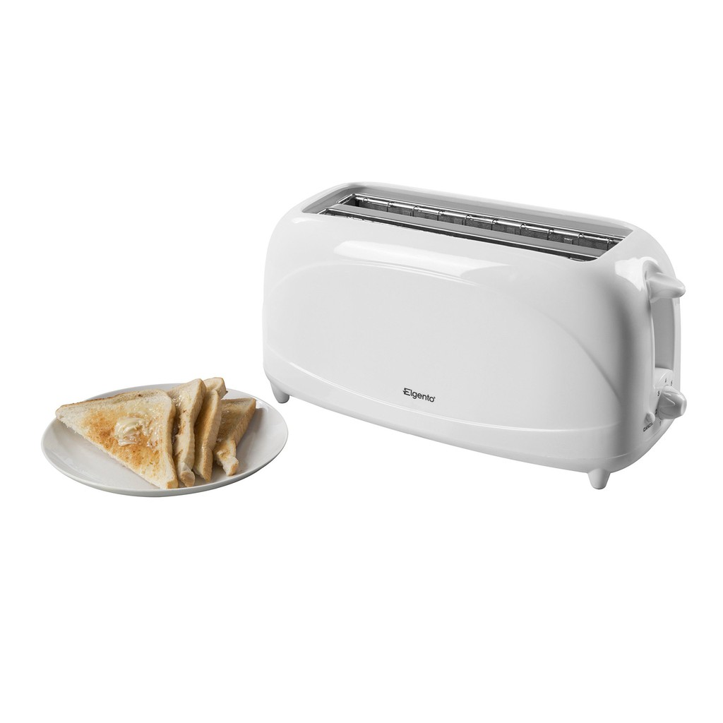 Elgento 4 Slice Bread Toaster White 1200w Auto Shut Off Removable Crumb ...