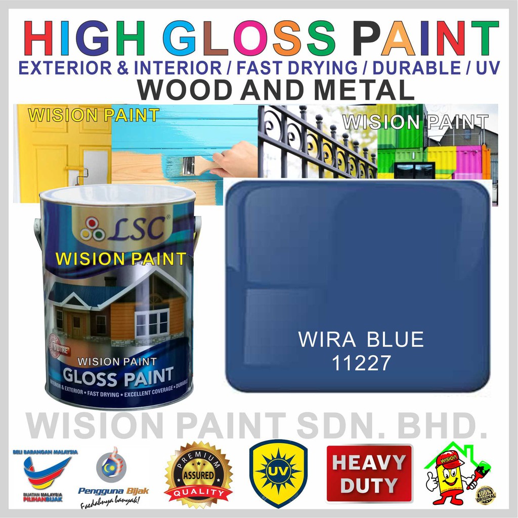 WIRA BLUE 11227 ( 5L ) LSC HIGH GLOSS PAINT HEAVY DUTY PRODUCT WOOD AND ...