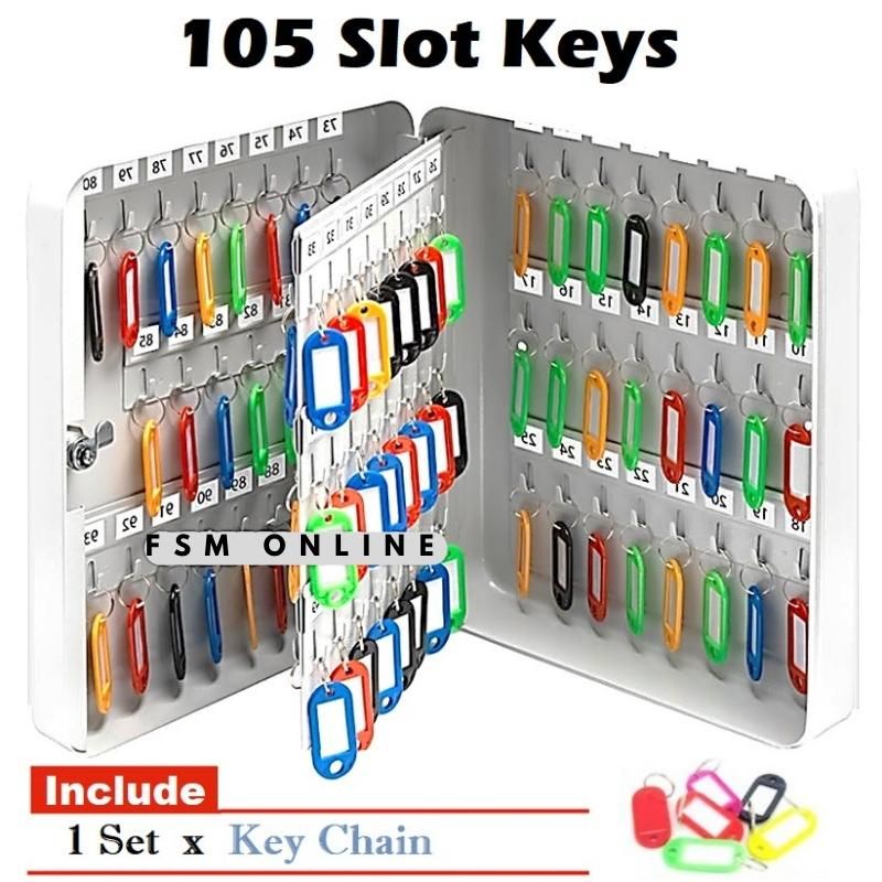 Kotak Simpan Kunci 20/48/105 Keys Slot Lockable Metal Key Box Storage ...