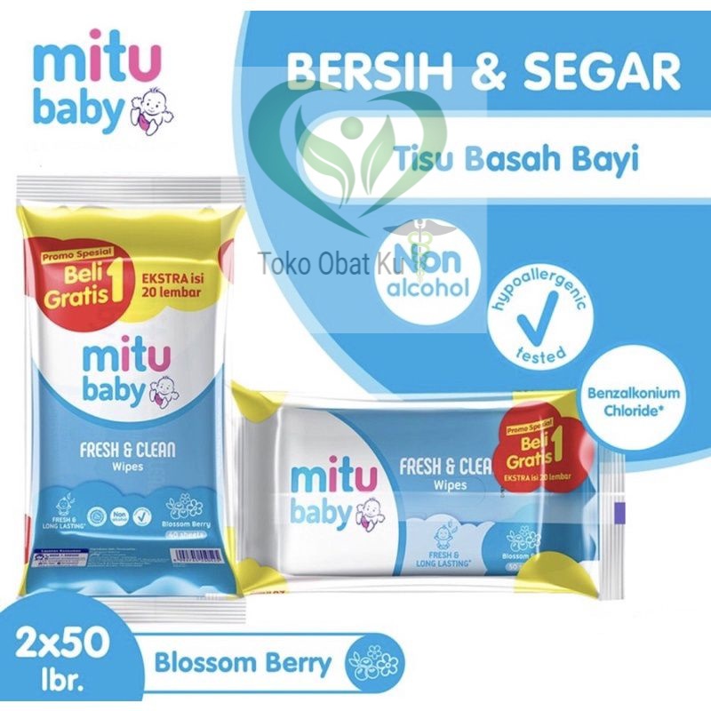 Mitu Baby Wipes Fresh & Clean Blue Bay 1 Get 1 50S + 50S | Shopee Malaysia