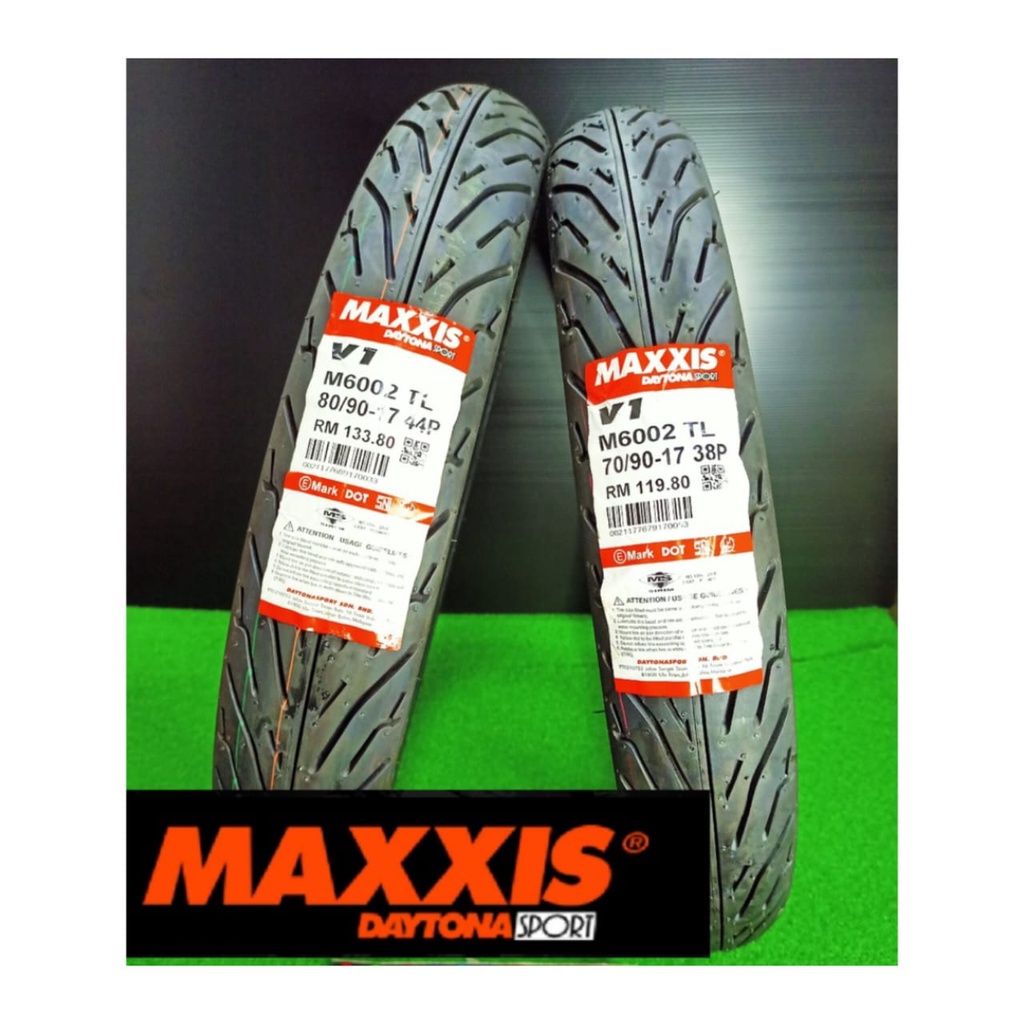 TAYAR TUBELESS TAHUN 2022 / TYRE MAXXIS DAYTONA V1 M6002 TL SIZE (80/90 ...